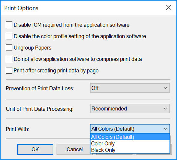 Choose Which Ink Cartridge(s) to Print With (Windows) - TR4720