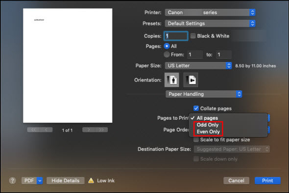 Manual Duplex Printing is not Available on the Mac - TS3300 Series