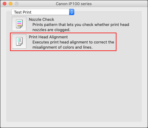 Align the Print Head From a Mac - PIXMA iP100 Printer