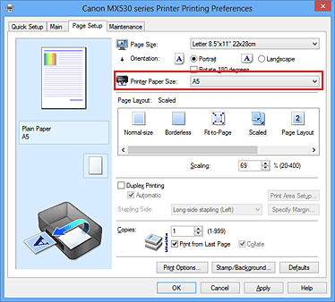 Enlarge or Reduce the Print Size from a Windows PC - MX532