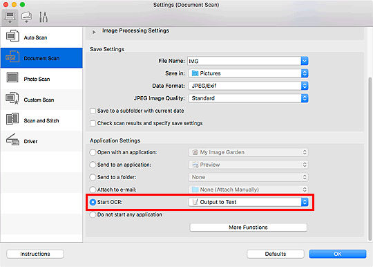 IJ Scan Utility - Extracting Text from Scanned Images (OCR) (Mac) - TS5020