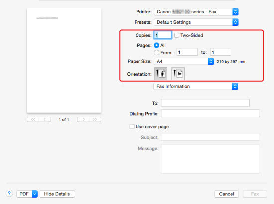 Sending a Fax with Your Printer from a Mac