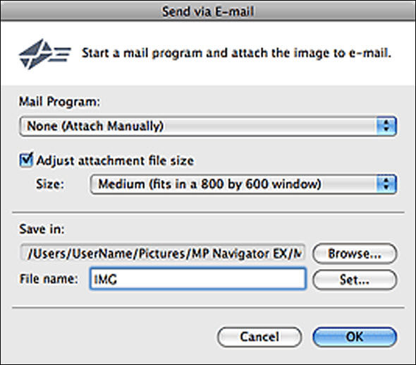 Send Scanned Images via E-mail with MP Navigator EX (Mac) - MX870