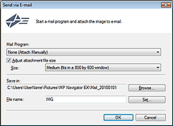 Send Scanned Images via E-mail with MP Navigator EX (Windows) - MX870