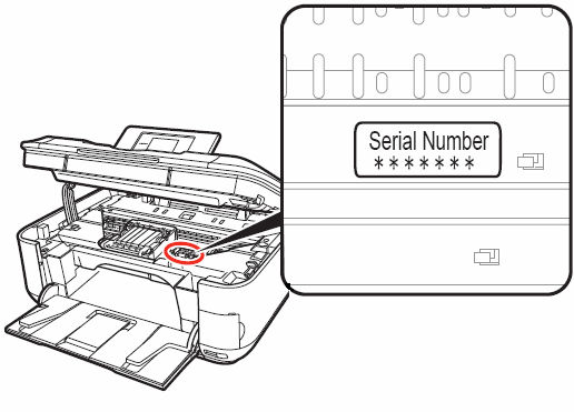 Locate the serial number MP620 / MP620B