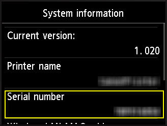 Serial Number Locations - PIXMA PRO-200S