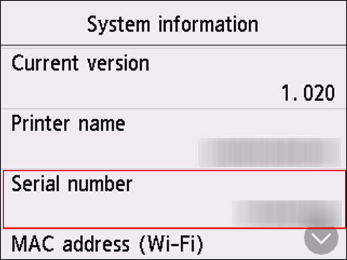 Serial Number Locations - imagePROGRAF TC-20 / TC-20M