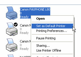 Setting the Default Printer