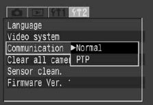 How to set the communication mode on the EOS Digital Rebel