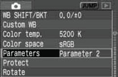 How to select processing parameters on the EOS 20D.