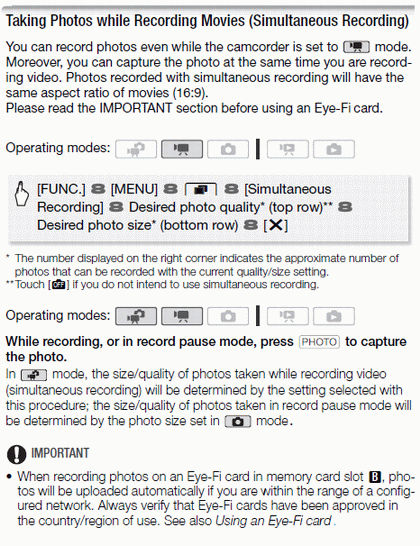 Taking Photos while Recording Movies (Simultaneous Recording) with the ...