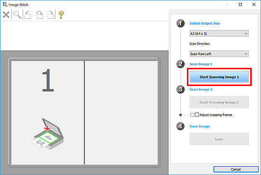 Scanning Items Larger than the Scanner Glass (Image Stitch) (Windows ...