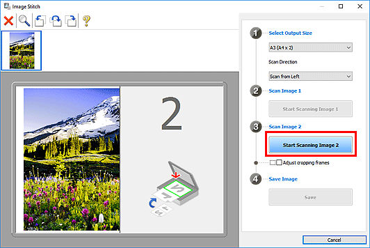 Scanning Items Larger than the Scanner Glass (Image Stitch) (Windows ...
