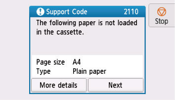 Support Code 2110 Appears - TS8220