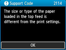 Support Code 2114 (Paper Setting Mismatch for Top Feed) - PRO-300