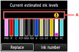 Checking the Ink Status with the LCD on the Printer - imagePROGRAF PRO-1000