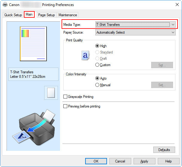 Print a T-Shirt Transfer Using a PIXMA Printer in Windows
