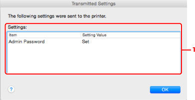 Viewing Modified Settings for the Printer in IJ Network Tool (Mac)