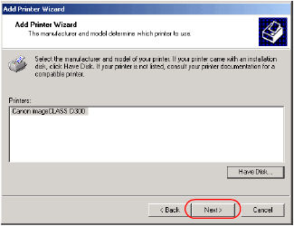 Installing the Printer Driver (Add Printer Wizard) Win 2000-IC D300 Series