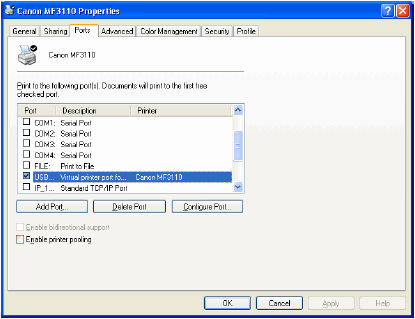 Connect the printer to the correct port - ICMF 3100