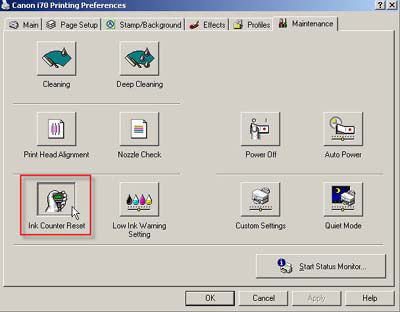 Reset the Ink Counter - Desktop Printers (Windows).