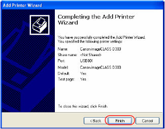 Installing the Printer Driver (Add Printer Wizard) Win XP-IC D300 Series