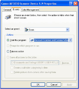 Setting the Scanning Function in the [Scanners and Cameras] Folder