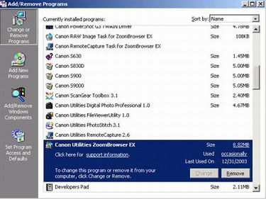 Uninstall and reinstall ZoomBrowser
