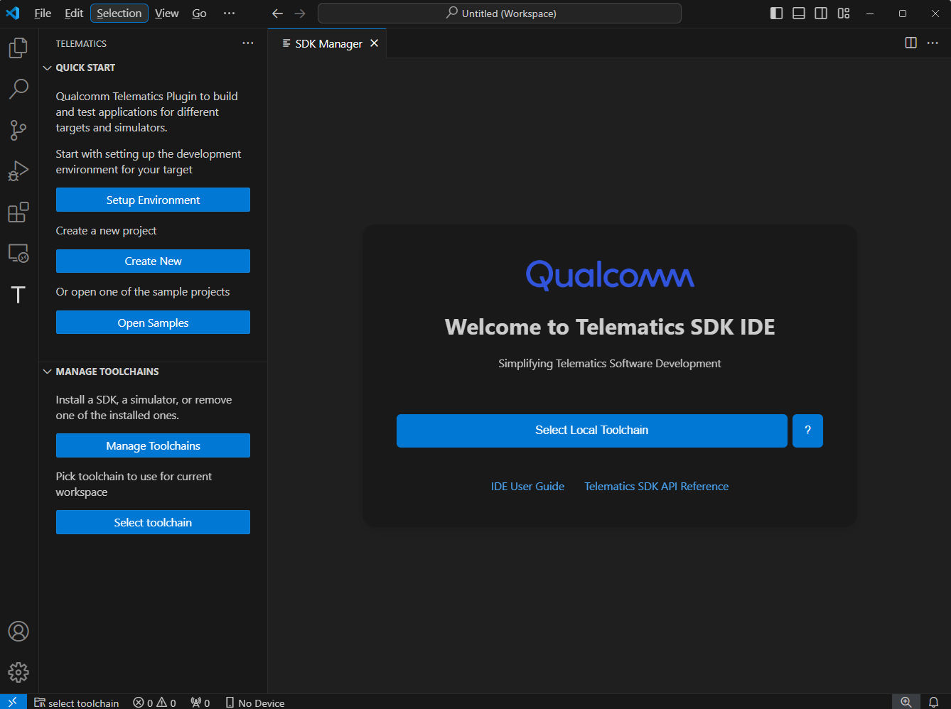 Qualcomm® Telematics SDK IDE Visual Studio Code plugin
