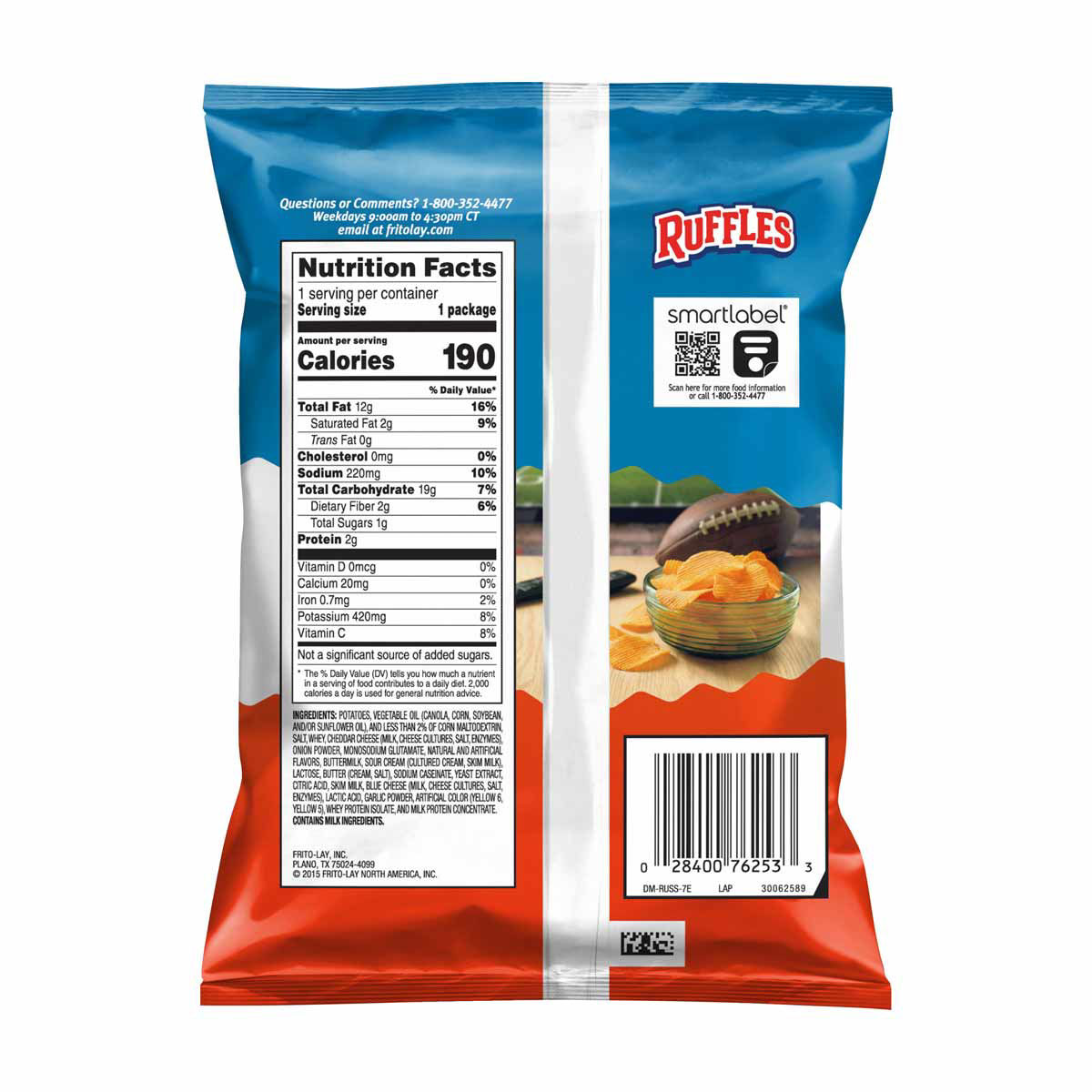 Buy Ruffles Potato Chips Cheddar & Sour Cream Flavored 1 1/4 Oz from ...
