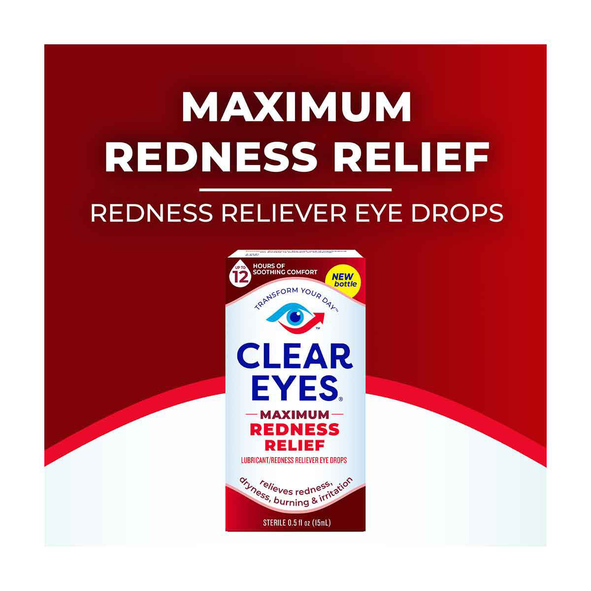 Clear Eyes Maximum Redness Eye Relief Lubricant Eye Drops, 0.5 fl oz