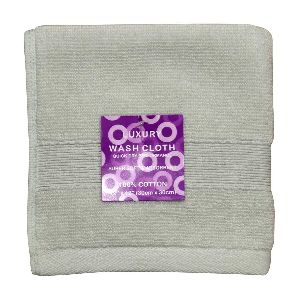 Luxury Cotton Wash Cloth, Green, 12 in x 12 in