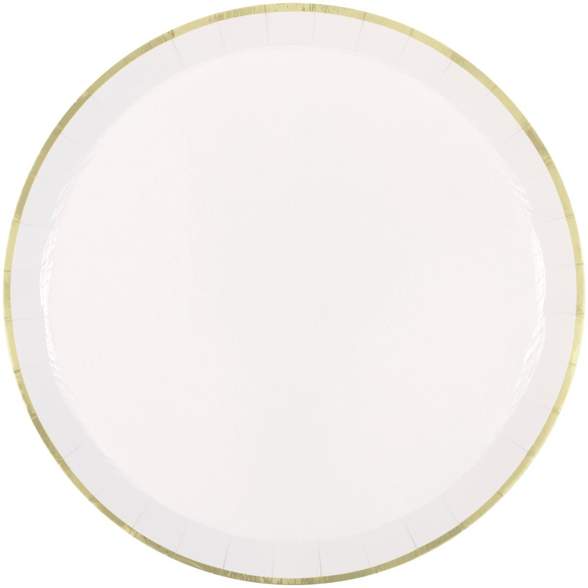 White with Gold Trim Round Paper Plates, 9 in, 8 ct