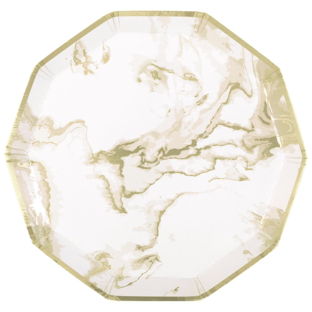Gold Marble Hexagon Shaped Paper Plates, 9 in, 8 ct