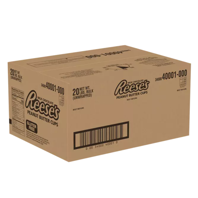 REESE'S Unwrapped Milk Chocolate Peanut Butter Cups, 20 lb box, 4 bags