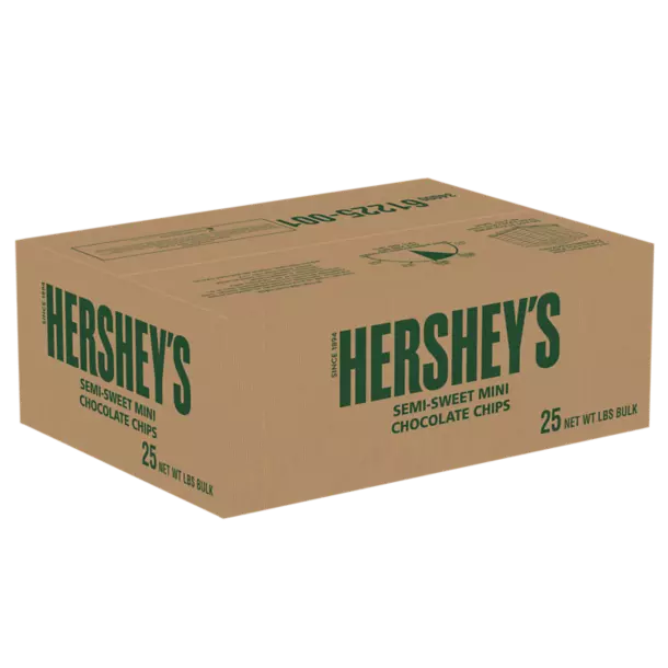 HERSHEY'S Semi-Sweet Chocolate Mini Baking Chips, 25 lb box
