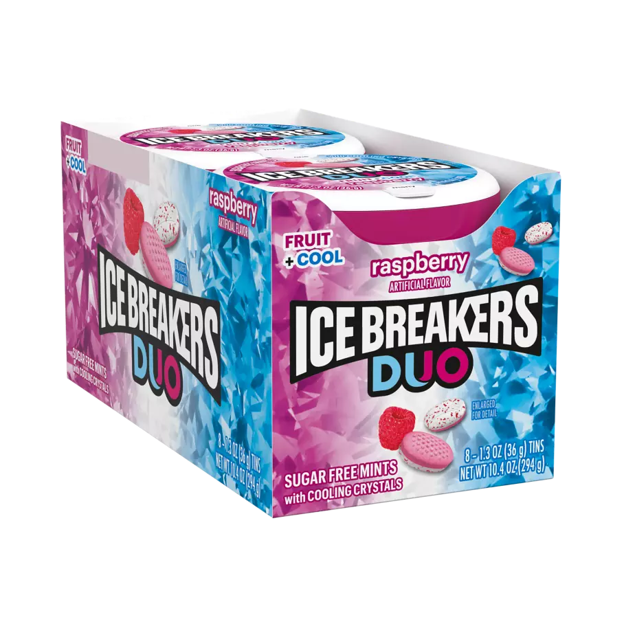 ICE BREAKERS DUO Raspberry Sugar Free Mints, 10.4 oz box, 8 count