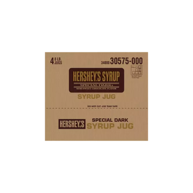 HERSHEY'S SPECIAL DARK Semi-Sweet Chocolate Syrup, 32 lb box, 4 jugs