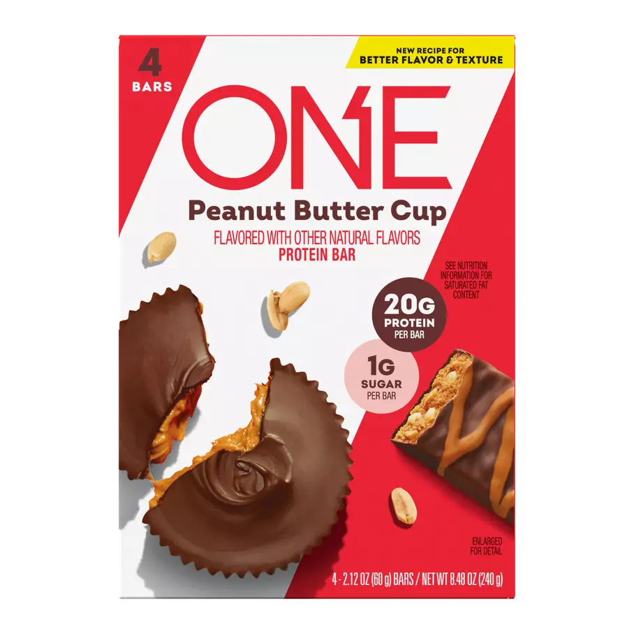 ONE BARS Peanut Butter Cup Flavored Protein Bars, 2.12 oz, 4 count box