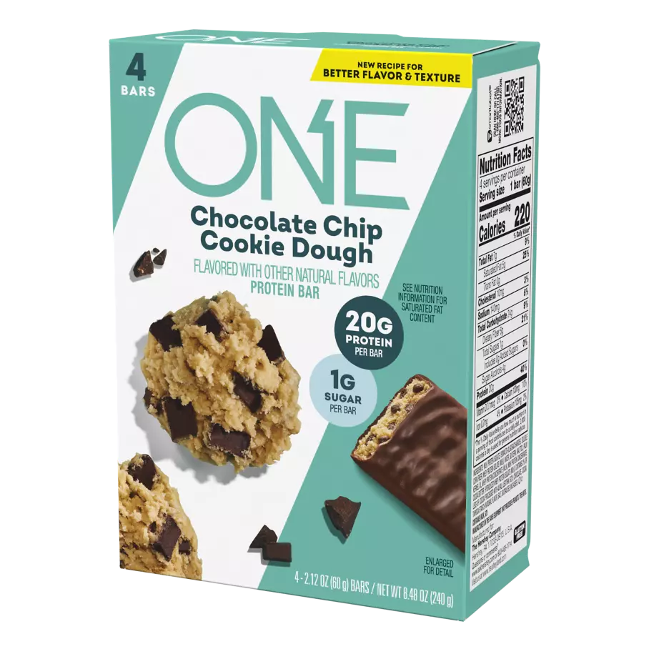 ONE BARS Chocolate Chip Cookie Dough Flavored Protein Bars, 2.12 oz, 4 ...