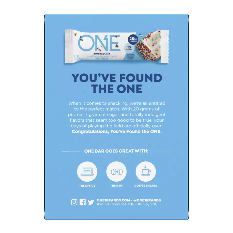 ONE BARS Birthday Cake Flavored Protein Bars, 2.12 oz, 4 count box