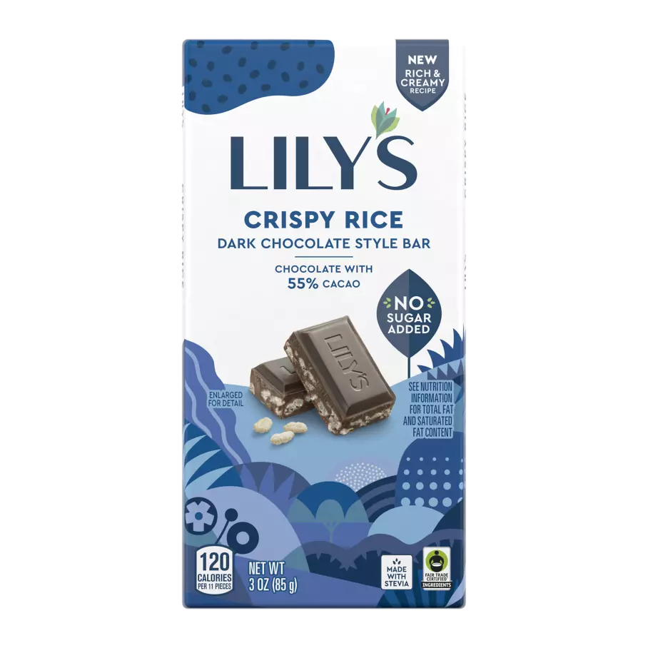 LILY'S Crispy Rice Dark Chocolate Style Bar, 3 oz