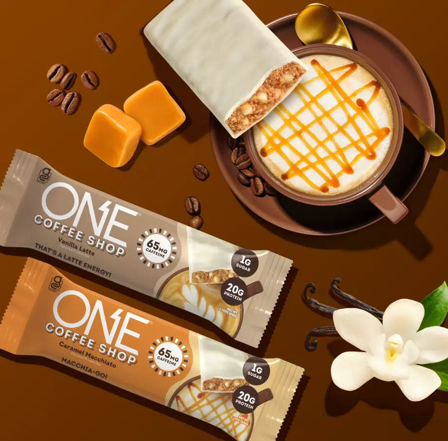ONE COFFEE SHOP Vanilla Latte Flavored Protein Bar, 2.12 oz