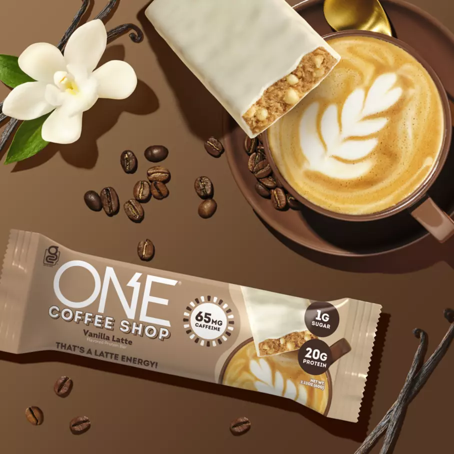 ONE COFFEE SHOP Vanilla Latte Flavored Protein Bar, 2.12 oz
