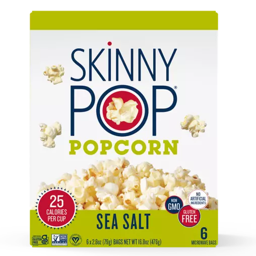 SKINNYPOP Sea Salt Microwave Popcorn, 2.8 oz bag, 6 count box