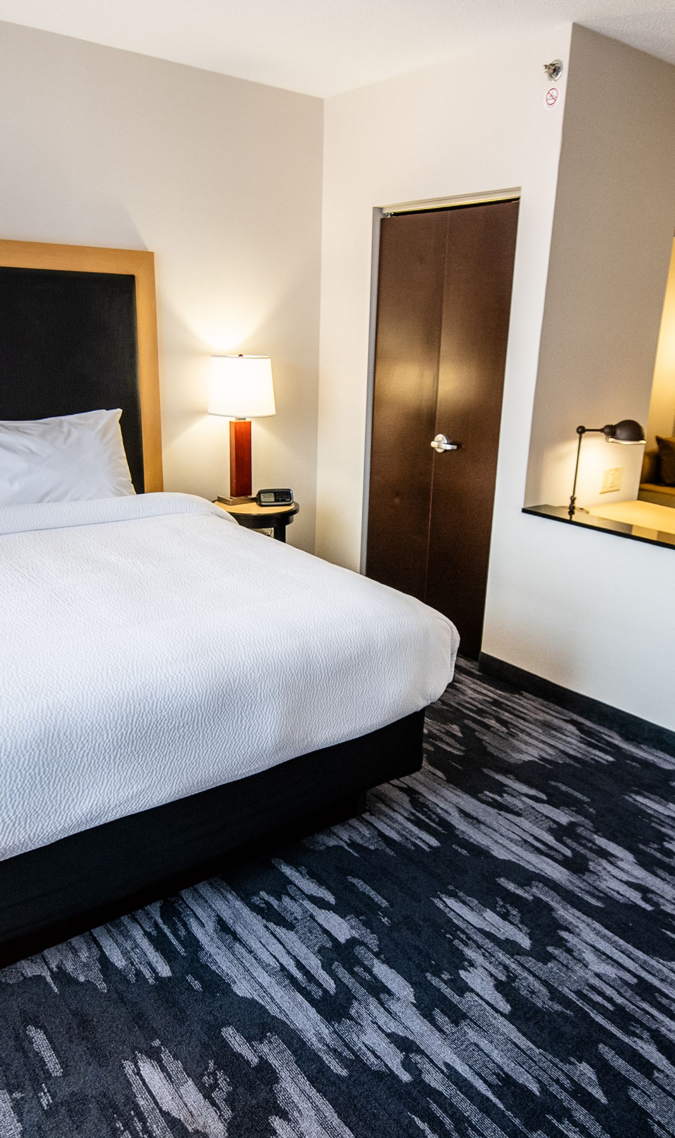 Semi-private king bed in main area