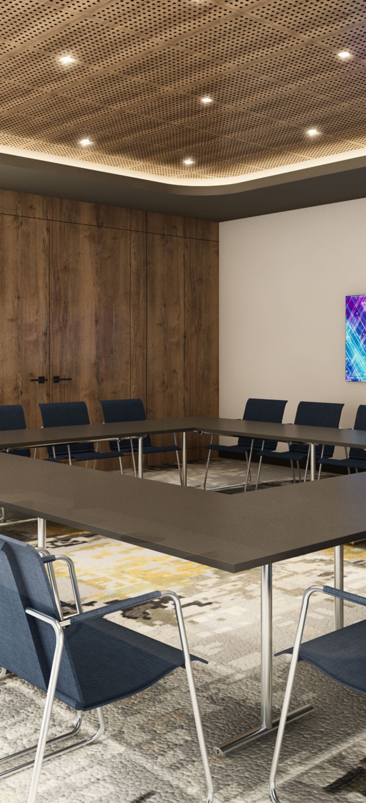 Meeting room for up to 50 people with daylight and