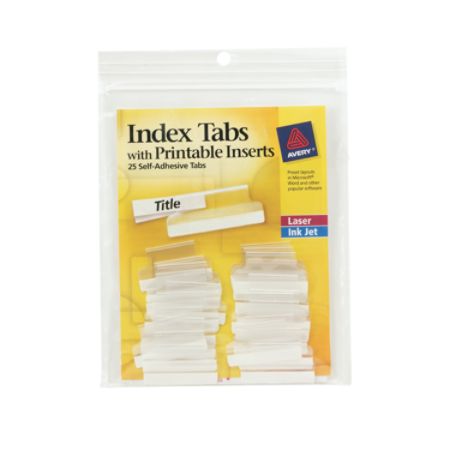 Avery Self Adhesive Index Tabs With Printable Inserts 1 Clear Pack Of ...