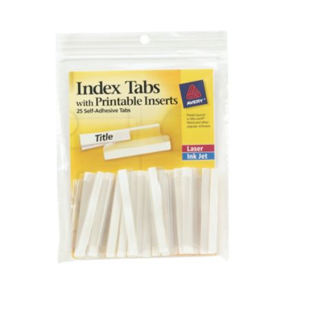 Avery Self Adhesive Index Tabs With Printable Inserts 2 Clear Pack Of ...
