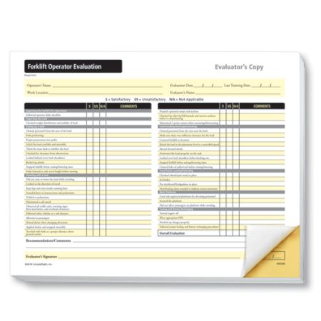 ComplyRight Forklift Operator Evaluation Forms 8 12 x 11 White Pack Of ...